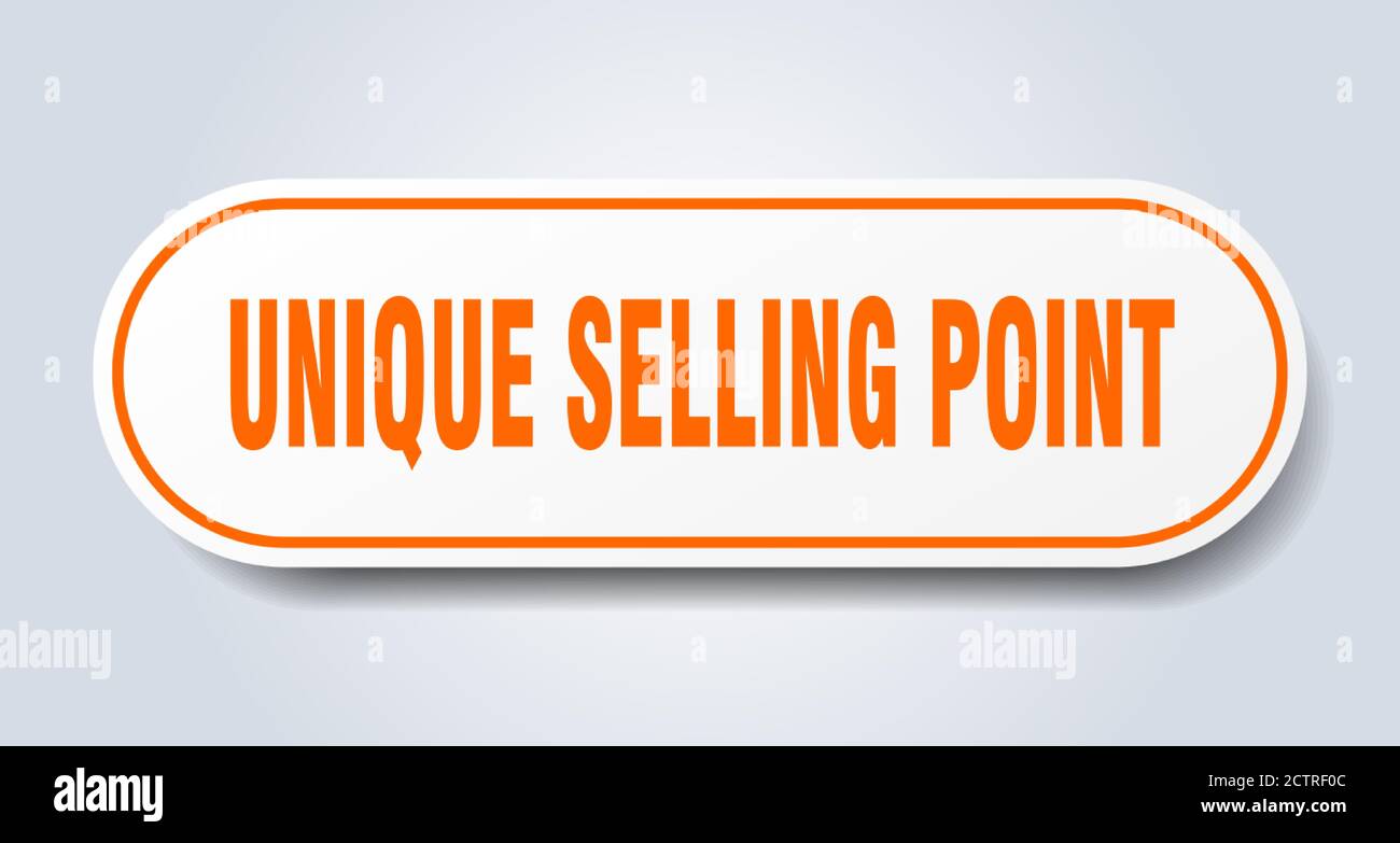 unique selling point sign. rounded isolated sticker. white button Stock ...