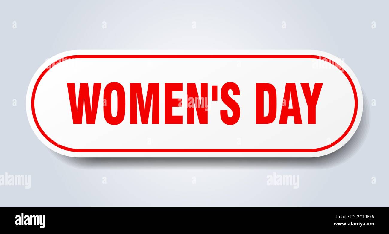 women's day sign. rounded isolated sticker. white button Stock Vector ...