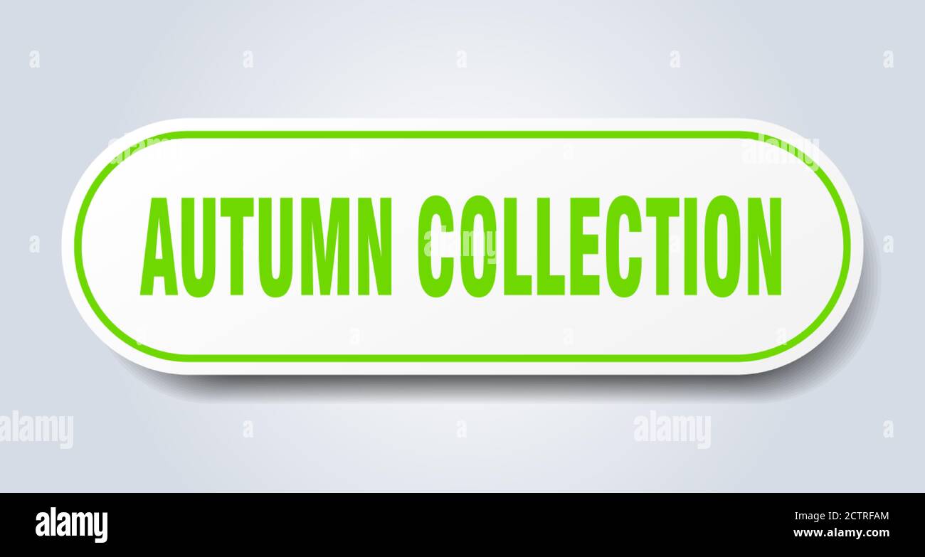 autumn collection sign. rounded isolated sticker. white button Stock ...
