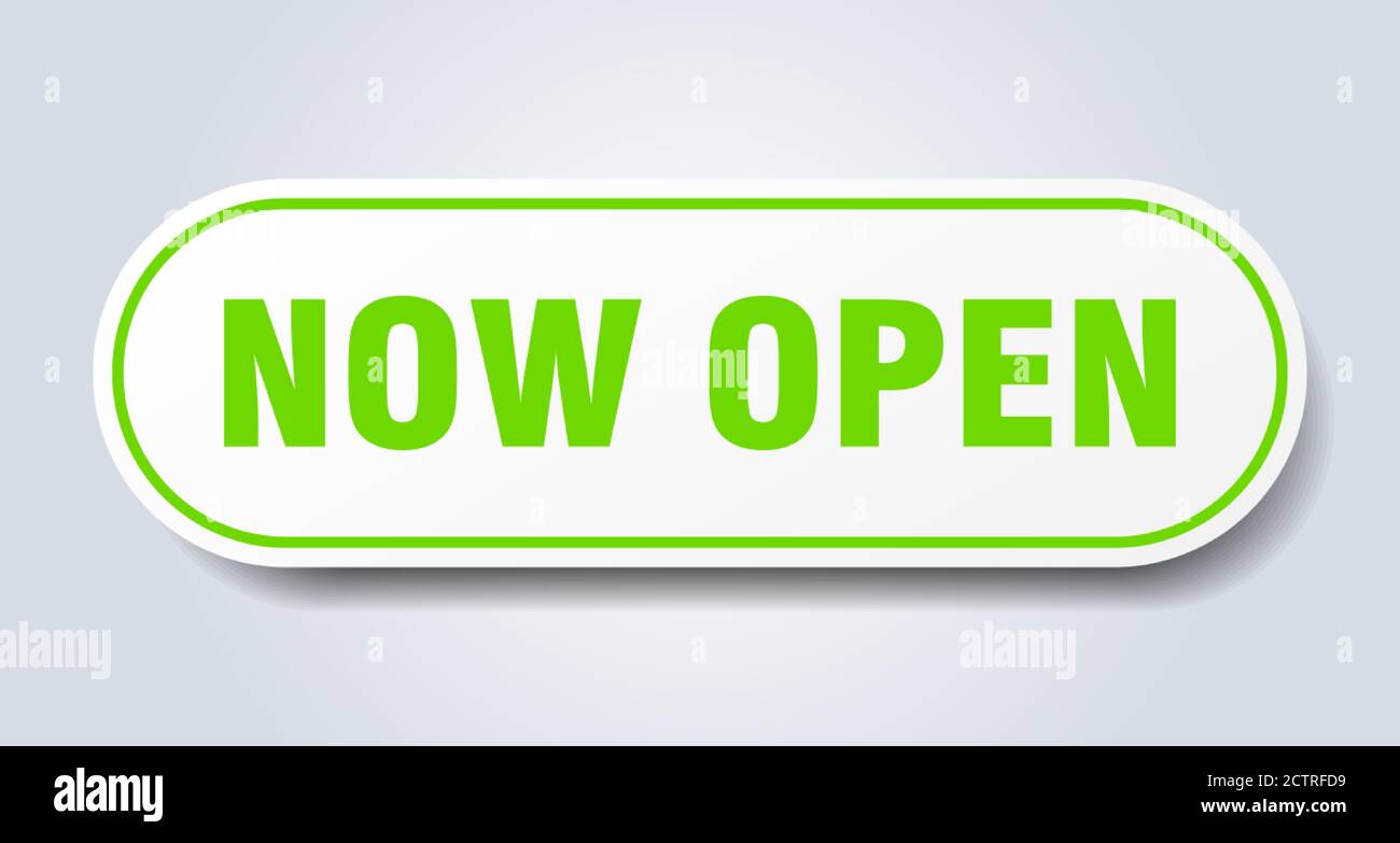 Now open sticker green hi-res stock photography and images - Alamy
