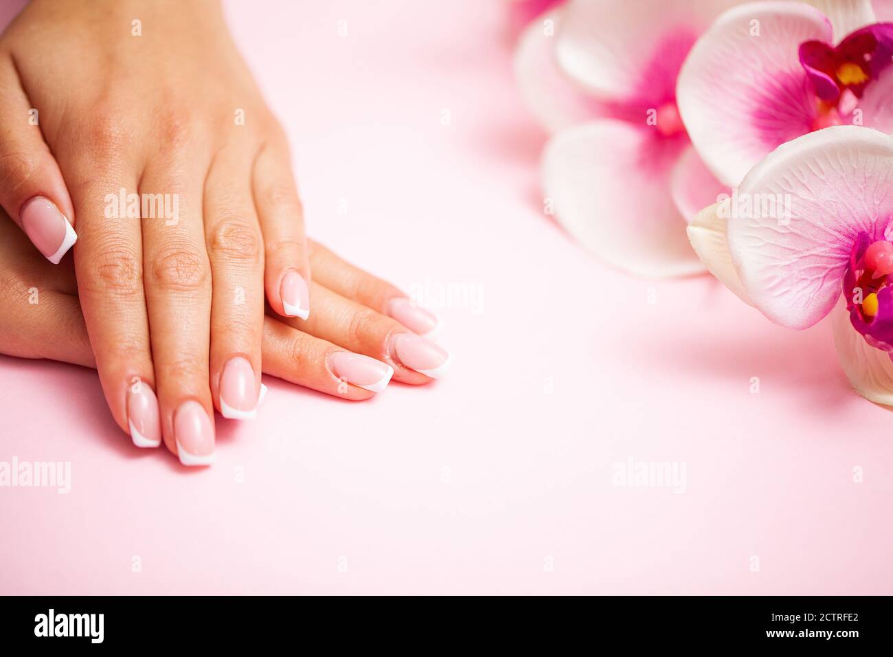 The picture of female hands with perfectly done manicure Stock Photo ...