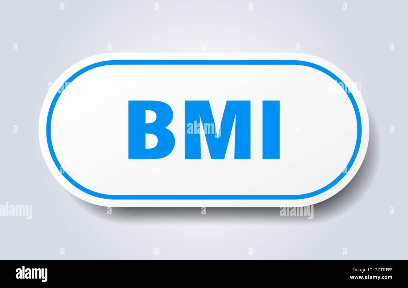 bmi sign. rounded isolated sticker. white button Stock Vector Image ...