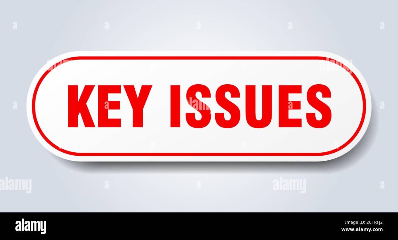 key issues sign. rounded isolated sticker. white button Stock Vector ...