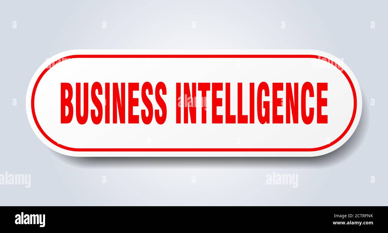 business intelligence sign. rounded isolated sticker. white button ...