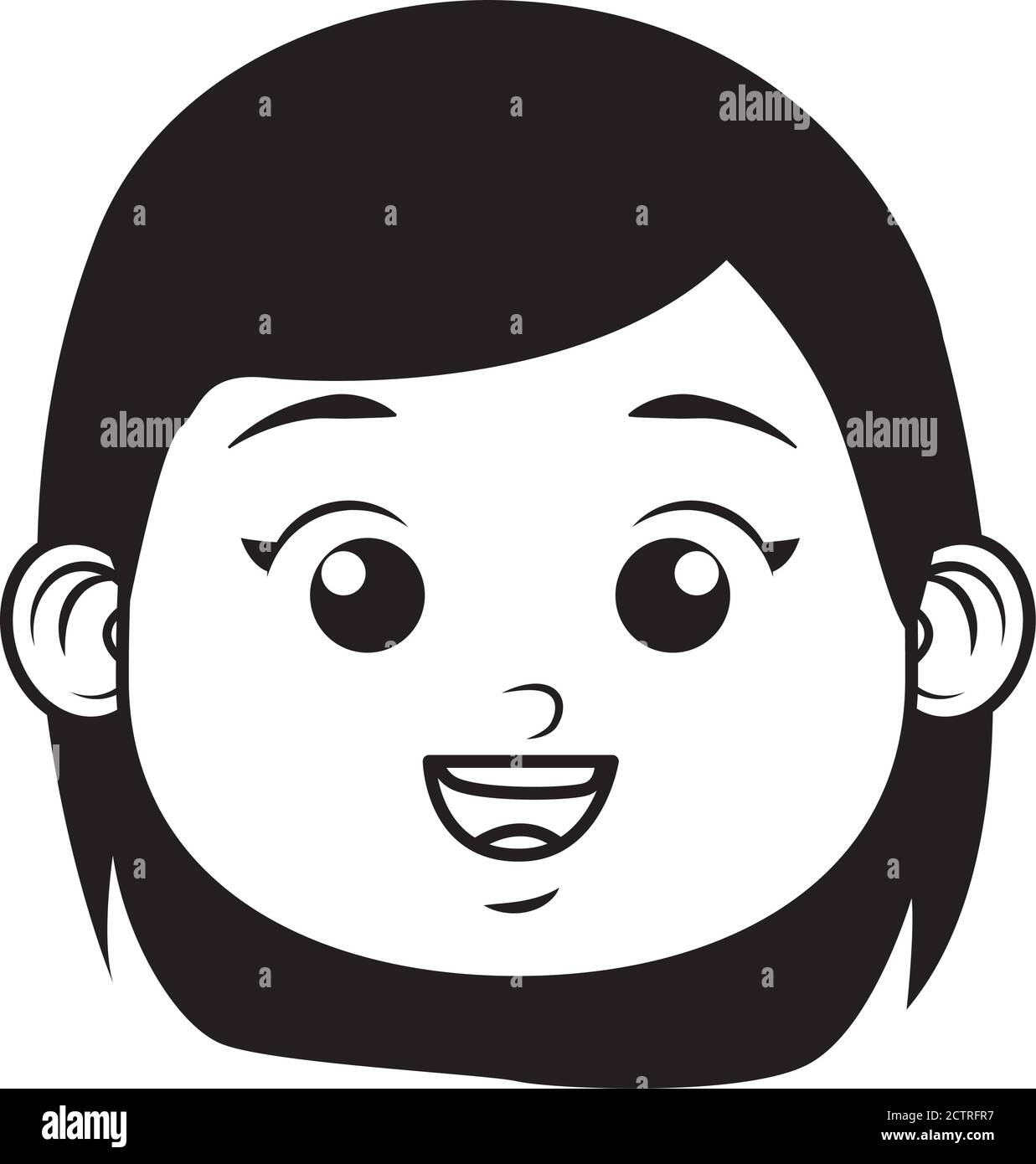 cute little girl student head character line style icon vector ...