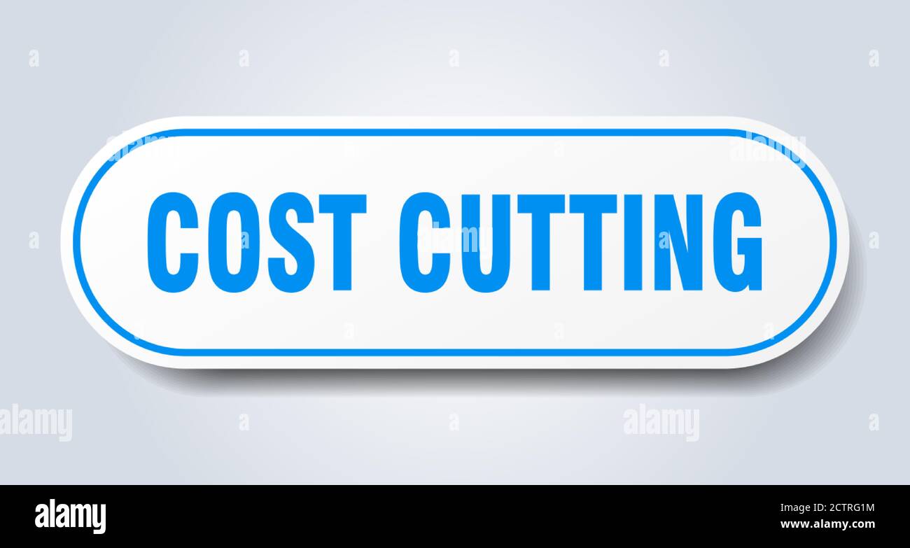 cost cutting sign. rounded isolated sticker. white button Stock Vector ...
