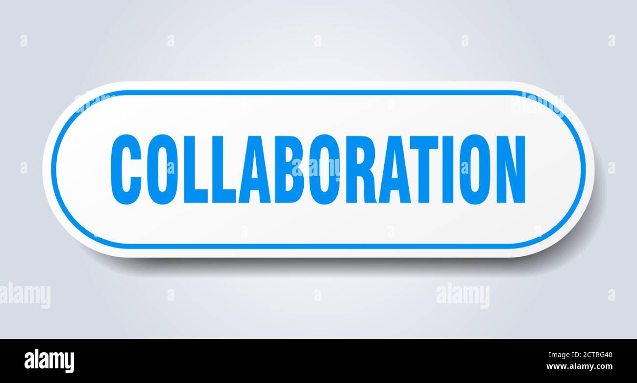 collaboration sign. rounded isolated sticker. white button Stock Vector ...