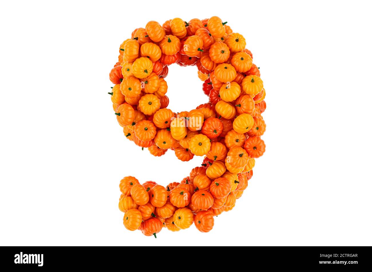 Number 9 from Pumpkins. 3D rendering isolated on white background Stock ...