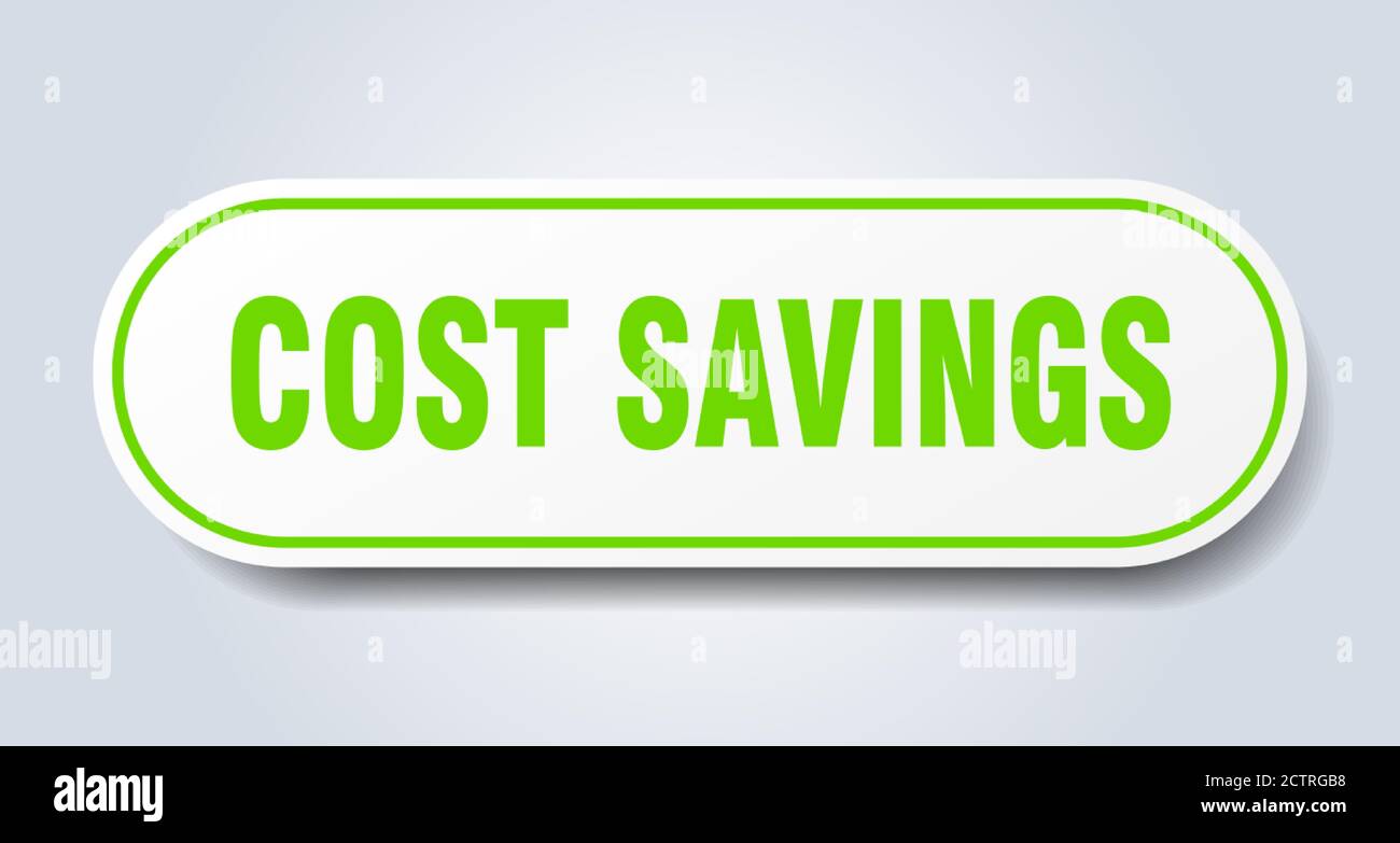 cost savings sign. rounded isolated sticker. white button Stock Vector ...