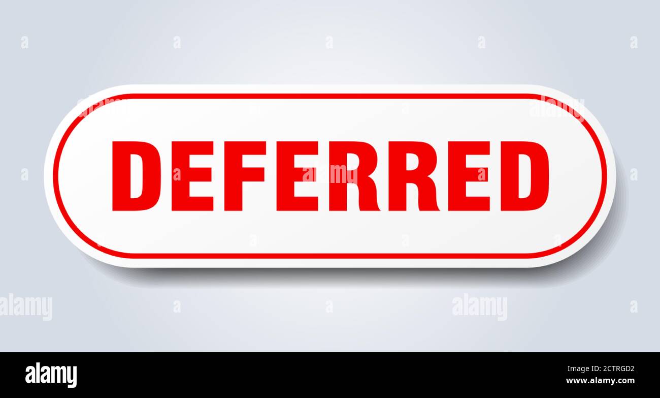 deferred sign. rounded isolated sticker. white button Stock Vector ...