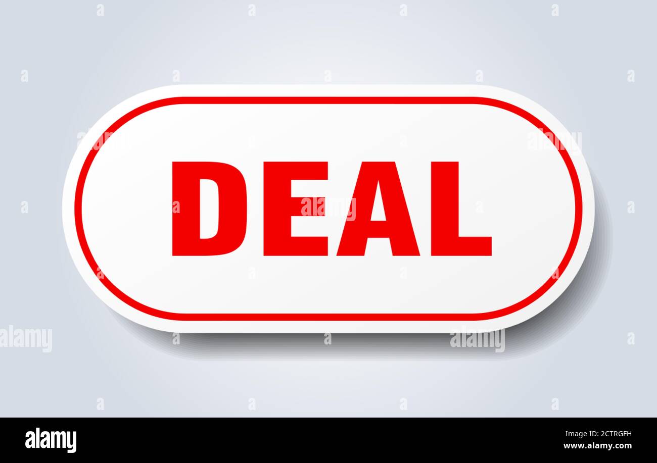 deal sign. rounded isolated sticker. white button Stock Vector Image ...