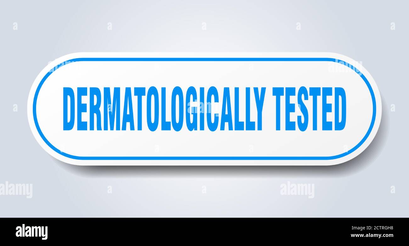 dermatologically tested sign. rounded isolated sticker. white button ...