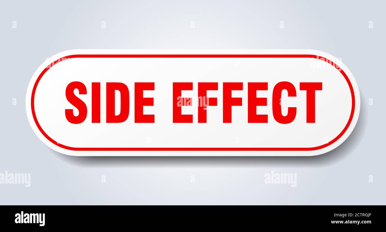 side effect sign. rounded isolated sticker. white button Stock Vector ...