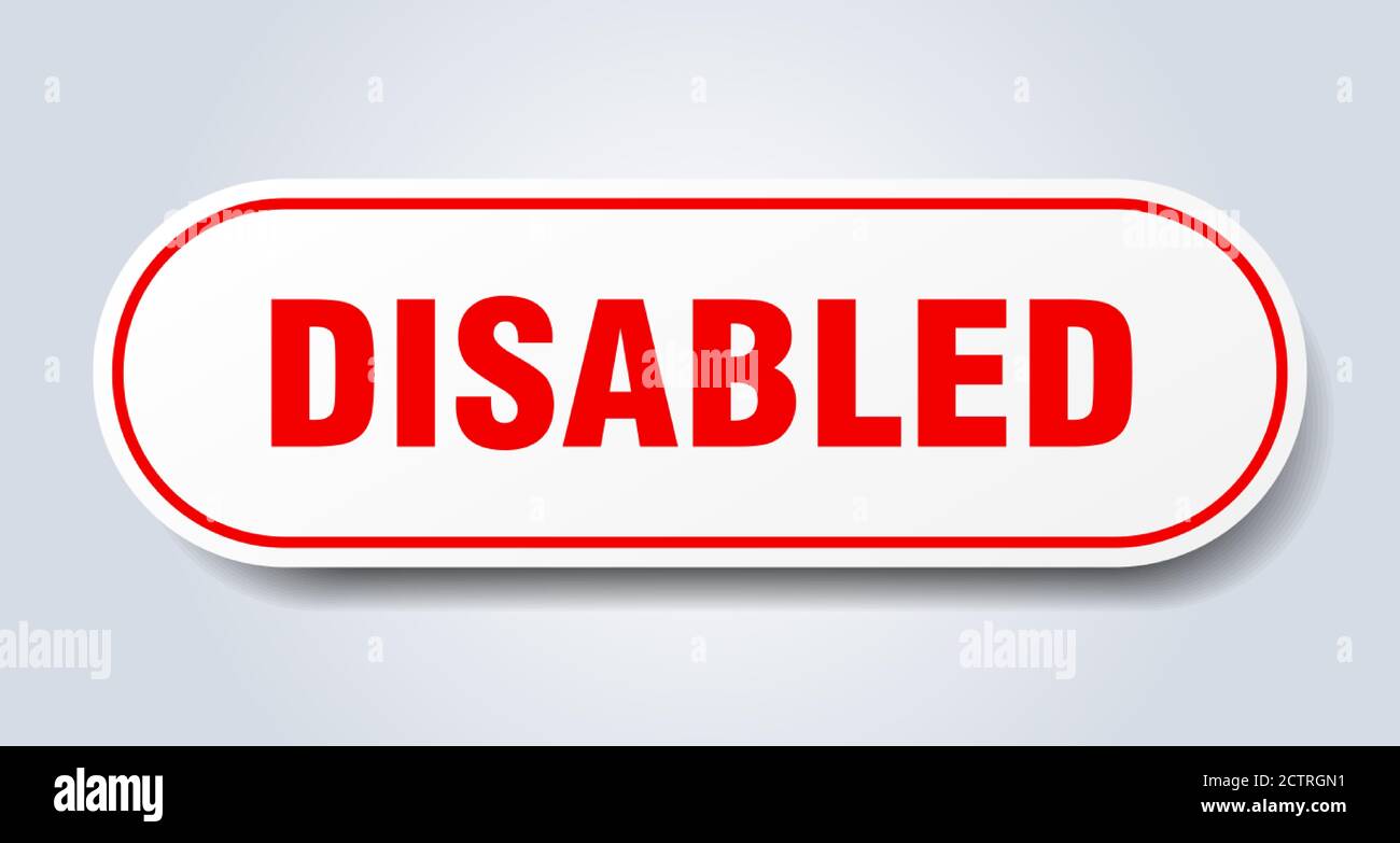 disabled sign. rounded isolated sticker. white button Stock Vector ...