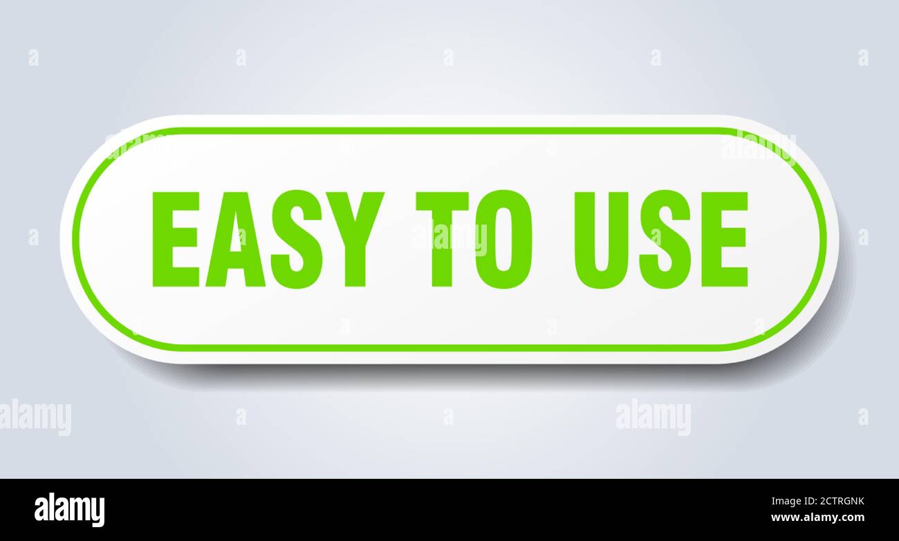 easy to use sign. rounded isolated sticker. white button Stock Vector ...