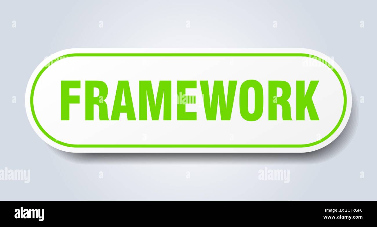 framework sign. rounded isolated sticker. white button Stock Vector ...
