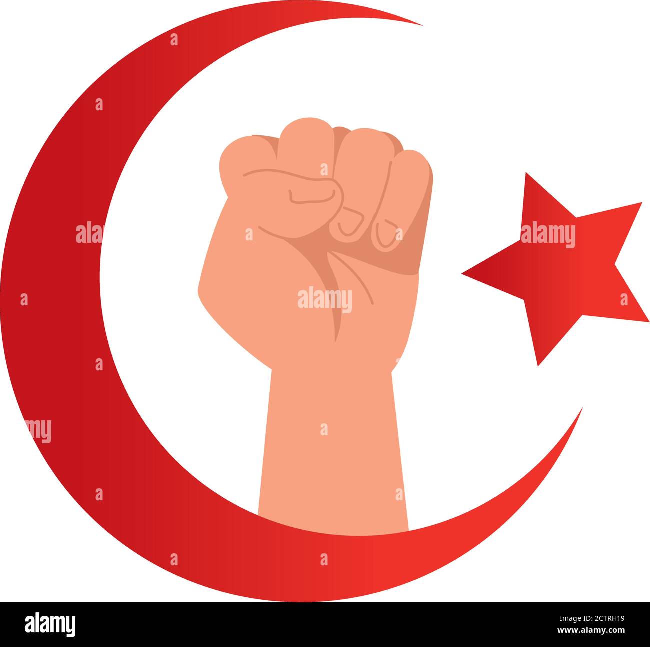 Turkish moon with star and fist hand up power sign vector design Stock ...