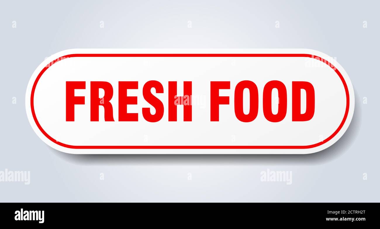 fresh food sign. rounded isolated sticker. white button Stock Vector ...