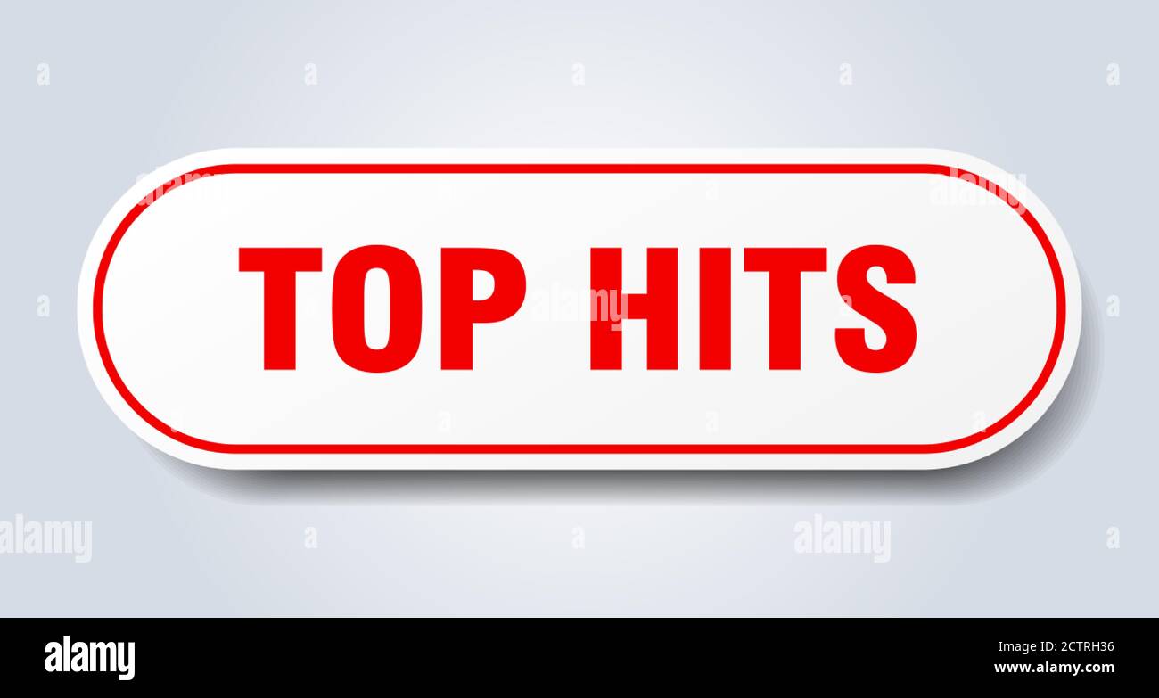 top hits sign. rounded isolated sticker. white button Stock Vector ...