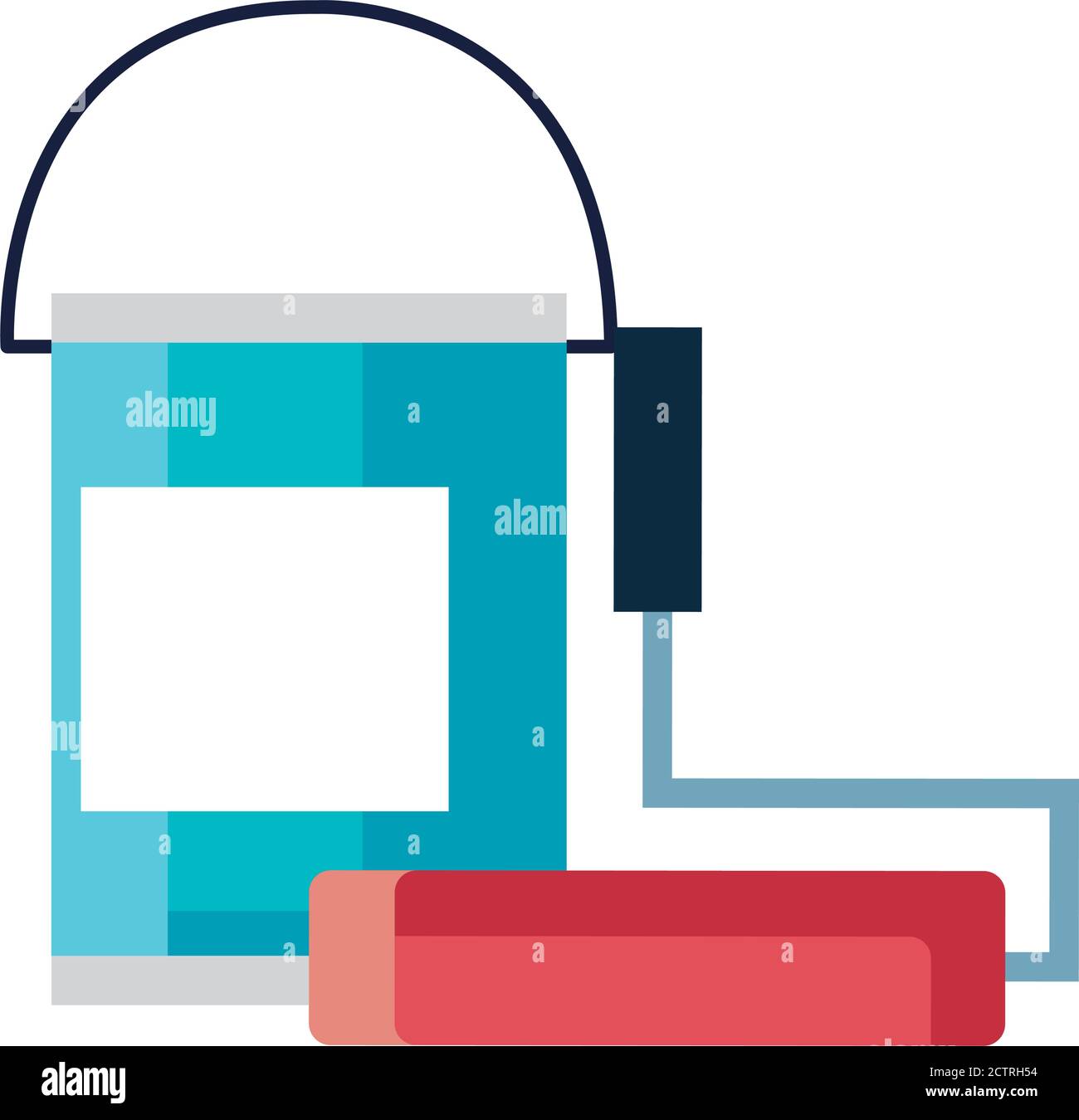 construction paint bucket and roll vector design Stock Vector Image ...