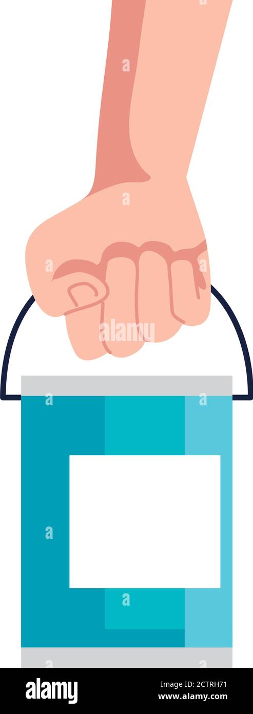 hand holding construction paint bucket vector design Stock Vector Image ...