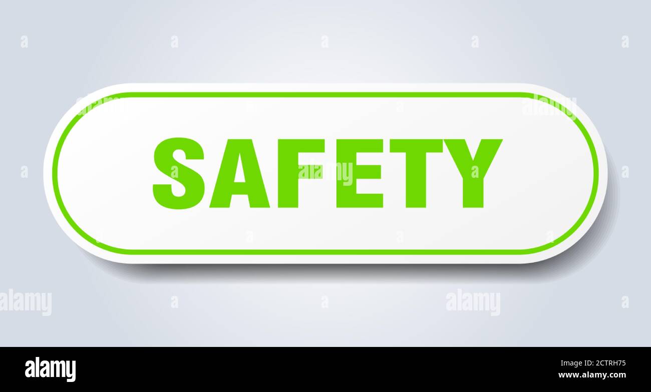 safety sign. rounded isolated sticker. white button Stock Vector Image ...