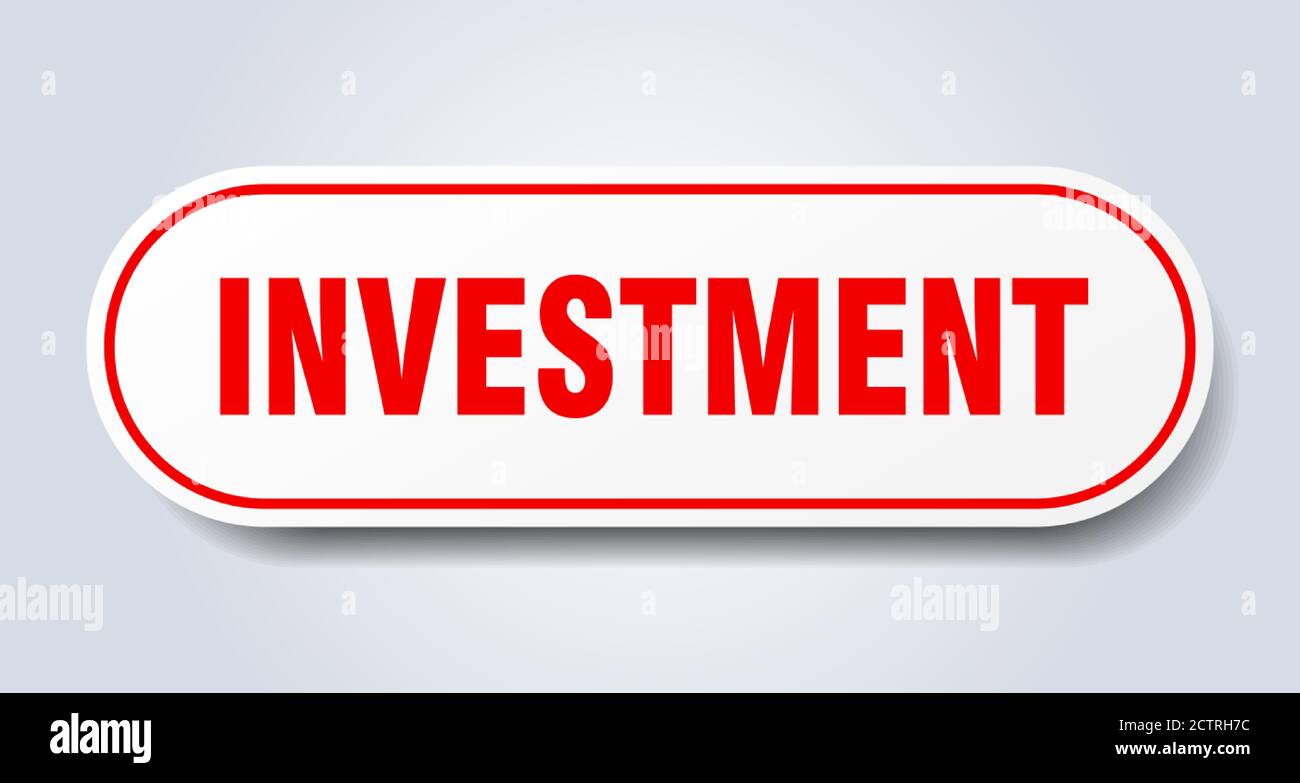 investment sign. rounded isolated sticker. white button Stock Vector ...