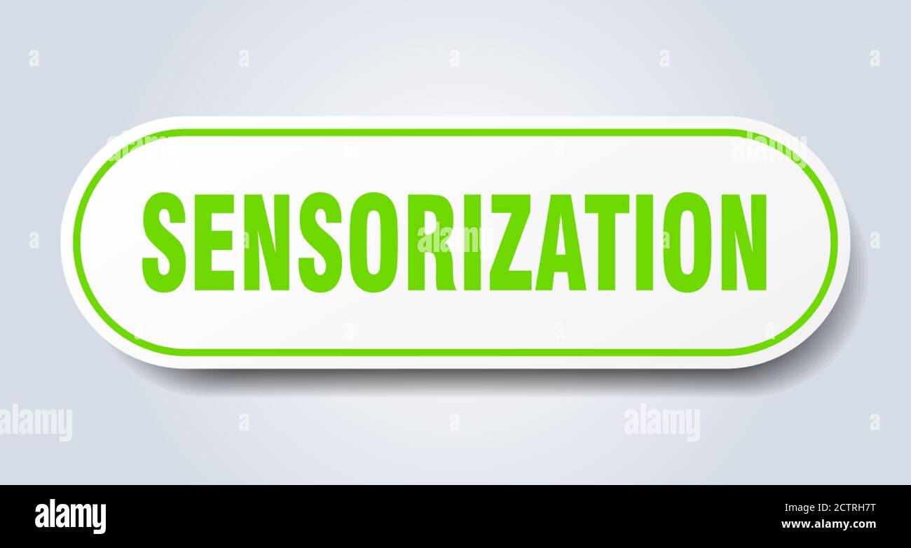 sensorization sign. rounded isolated sticker. white button Stock Vector ...