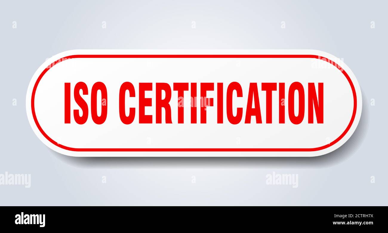 iso certification sign. rounded isolated sticker. white button Stock ...