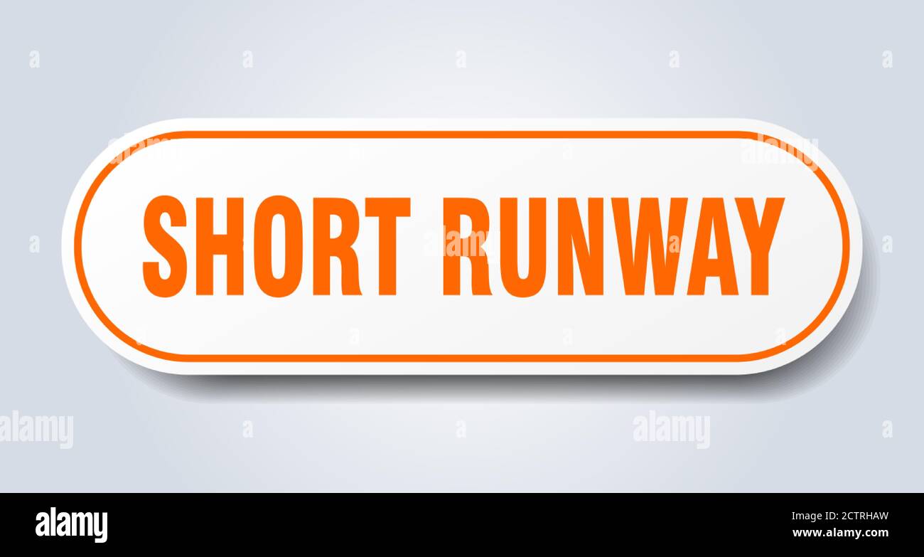 short runway sign. rounded isolated sticker. white button Stock Vector ...
