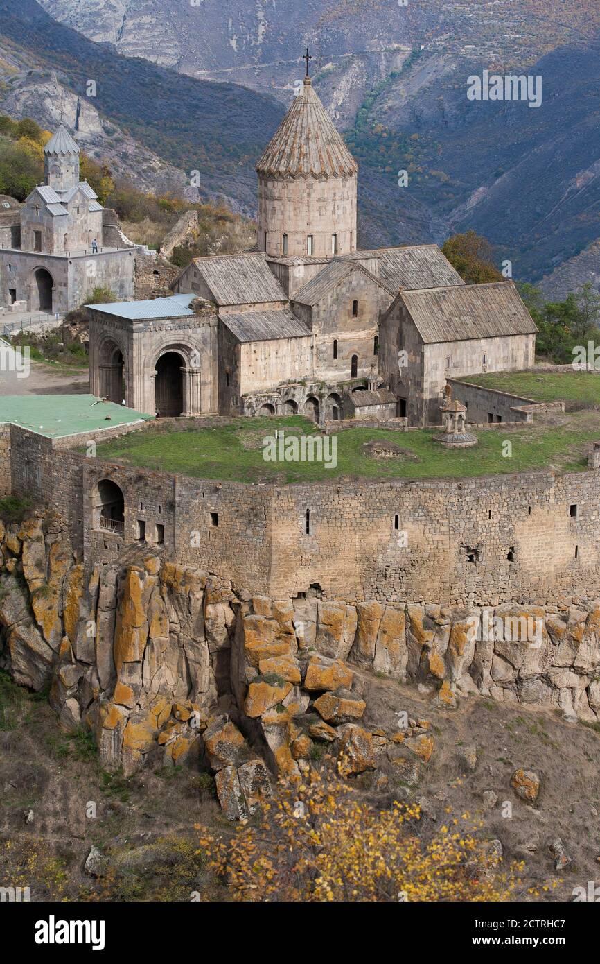 The Tatev Monastery as viewed from an adjacent hillside, showing its ...