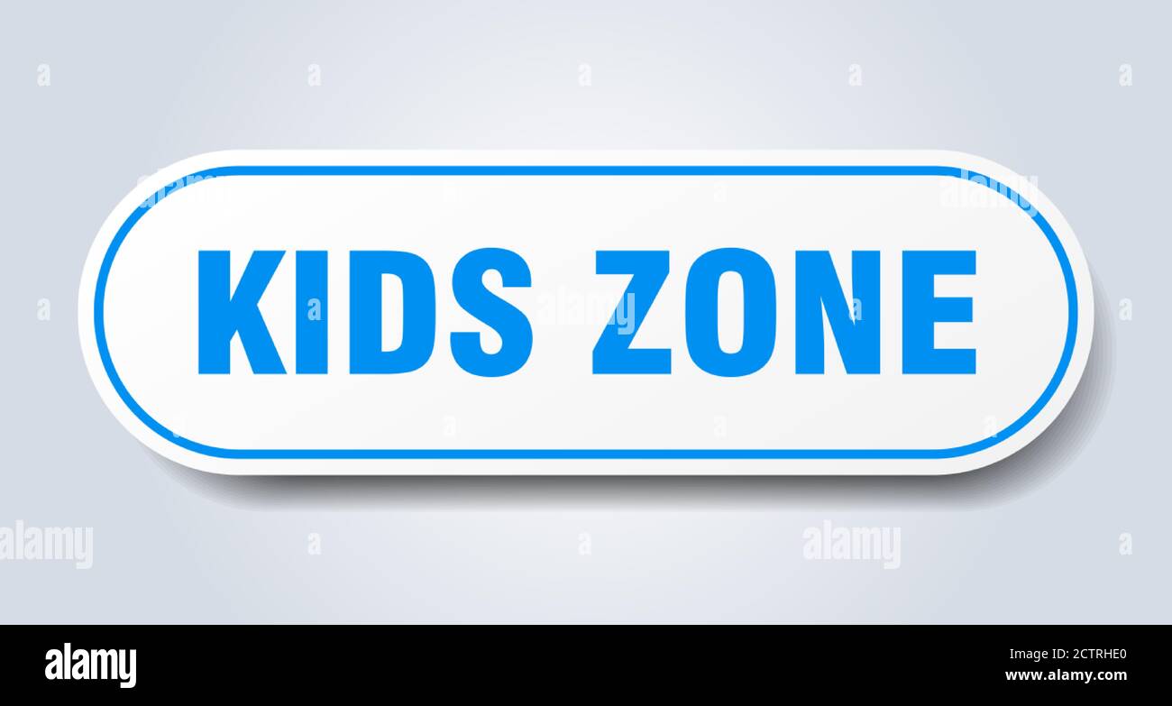kids zone sign. rounded isolated sticker. white button Stock Vector ...