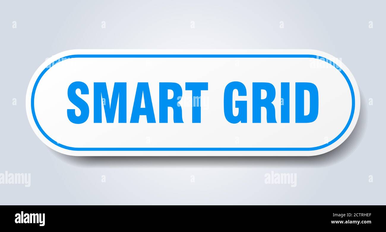smart grid sign. rounded isolated sticker. white button Stock Vector ...