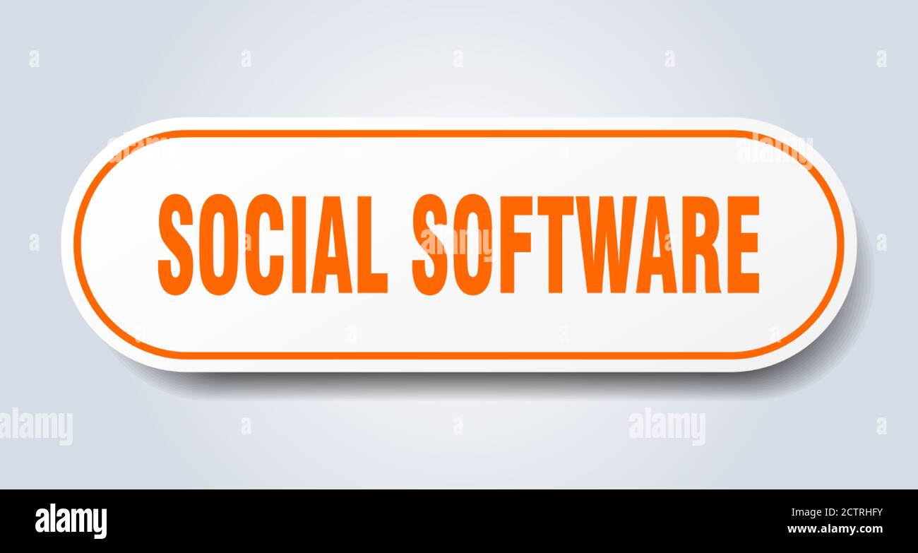 social software sign. rounded isolated sticker. white button Stock ...