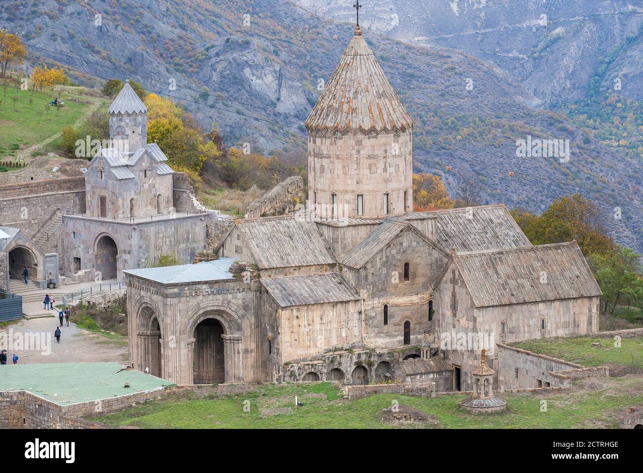 The Tatev Monastery as viewed from an adjacent hillside, showing its ...