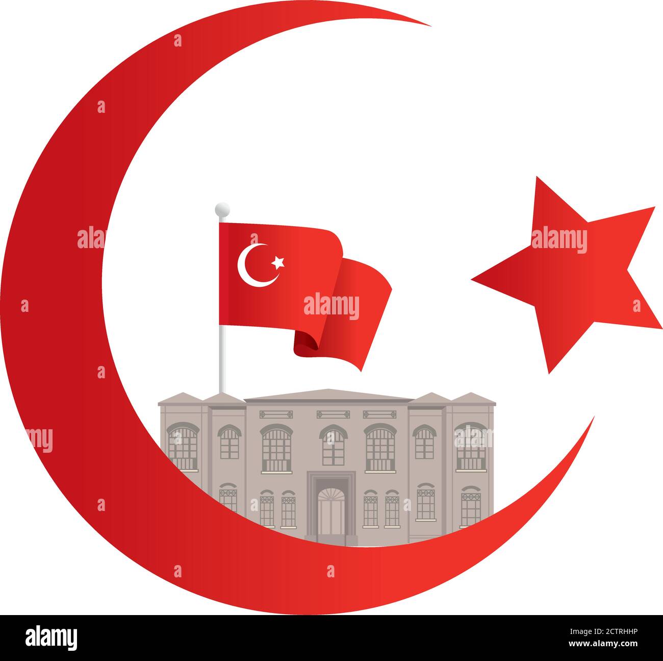 Turkish landmark palace building with flag vector design Stock Vector ...