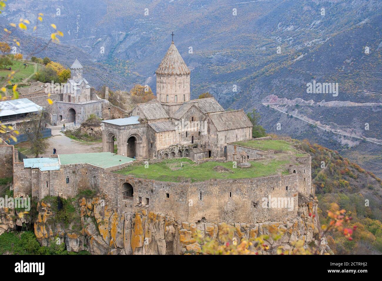 The Tatev Monastery as viewed from an adjacent hillside, showing its ...