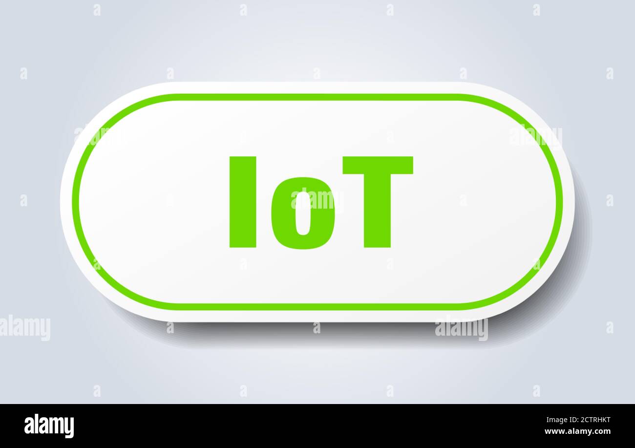 iot sign. rounded isolated sticker. white button Stock Vector Image ...