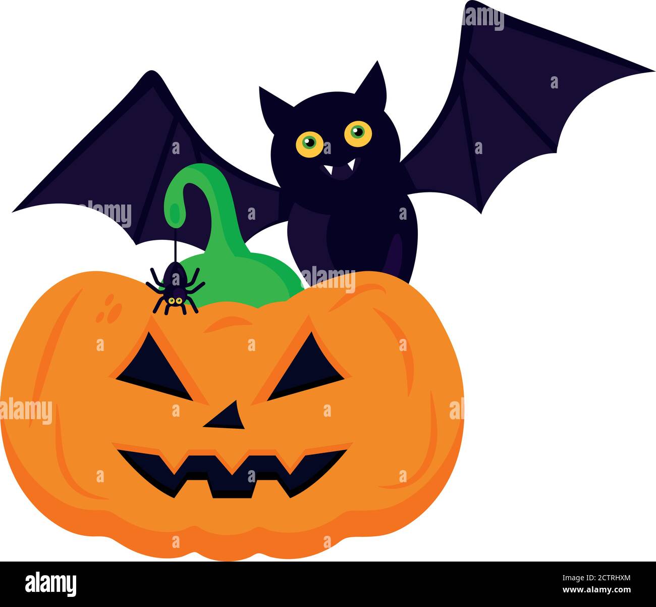 halloween pumpkin and bat cartoons vector design Stock Vector Image ...