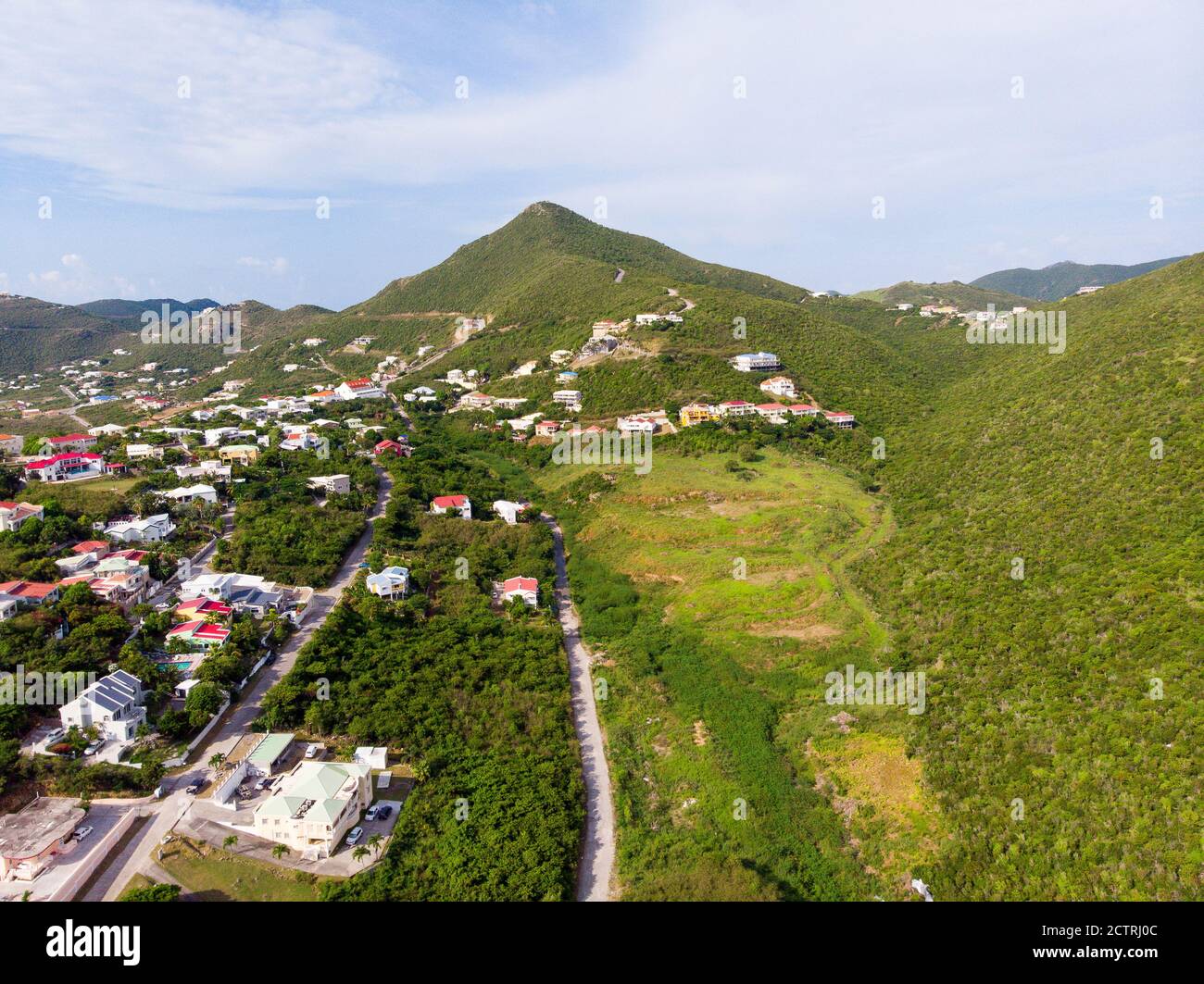 Aerial view of the Caribbean island of Sint maarten /Saint Martin ...