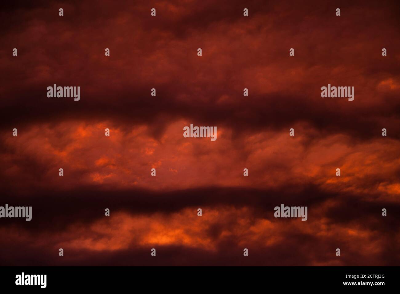 Mammato-cumulus, mamma clouds, hanging from the underside of a ...