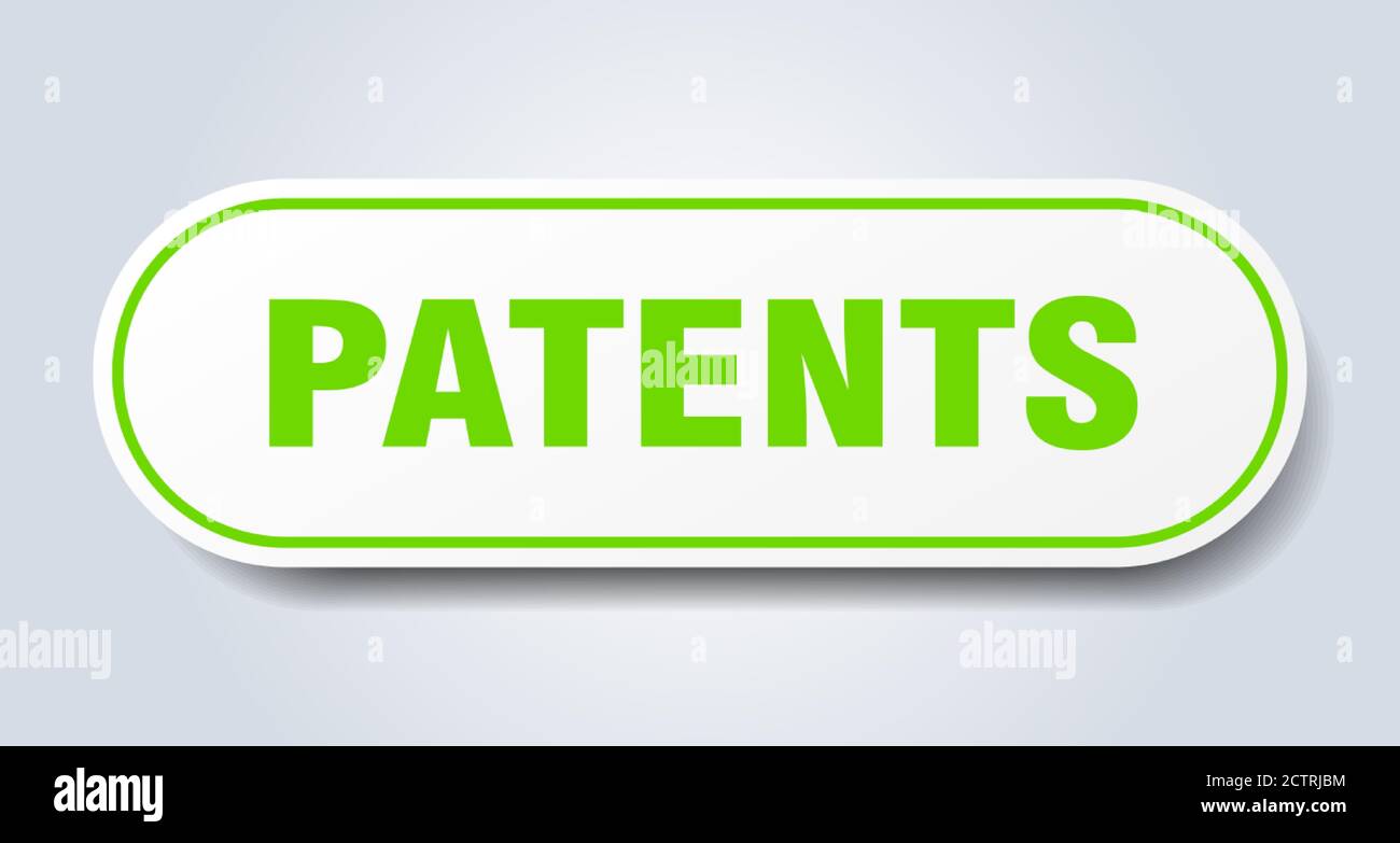 patents sign. rounded isolated sticker. white button Stock Vector Image ...