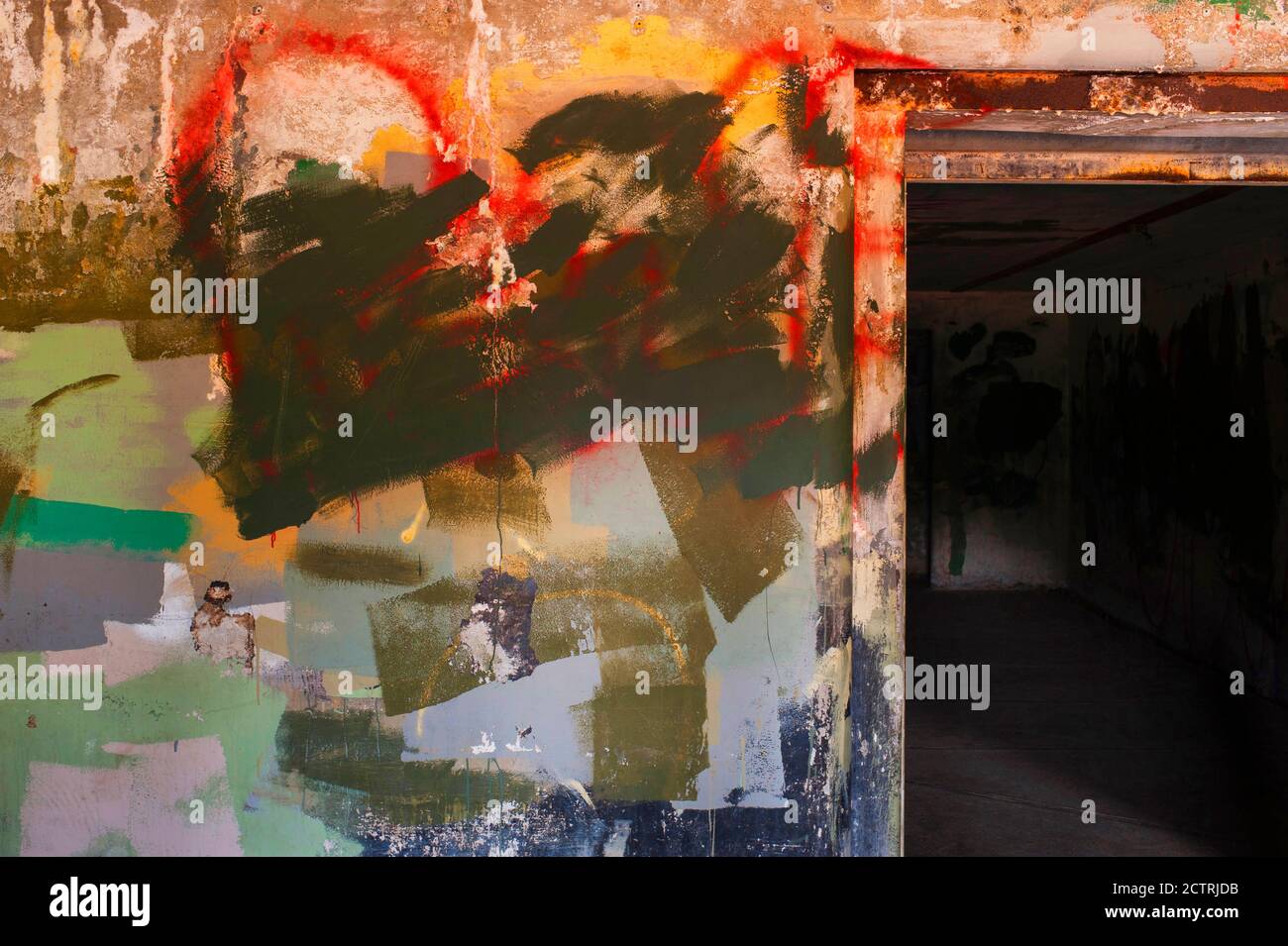 Fort Worden State Park historic military base with graffiti on the ...