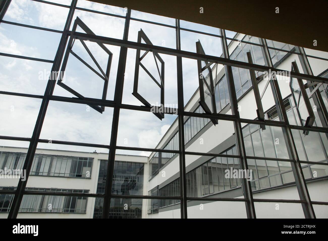 Mechanically opened windows in the Bauhaus Building designed by German ...
