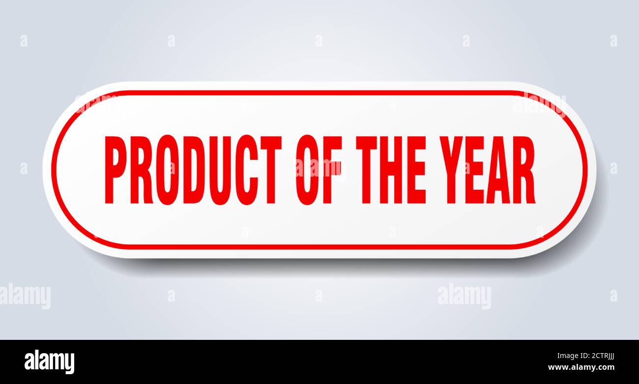 product of the year sign. rounded isolated sticker. white button Stock ...