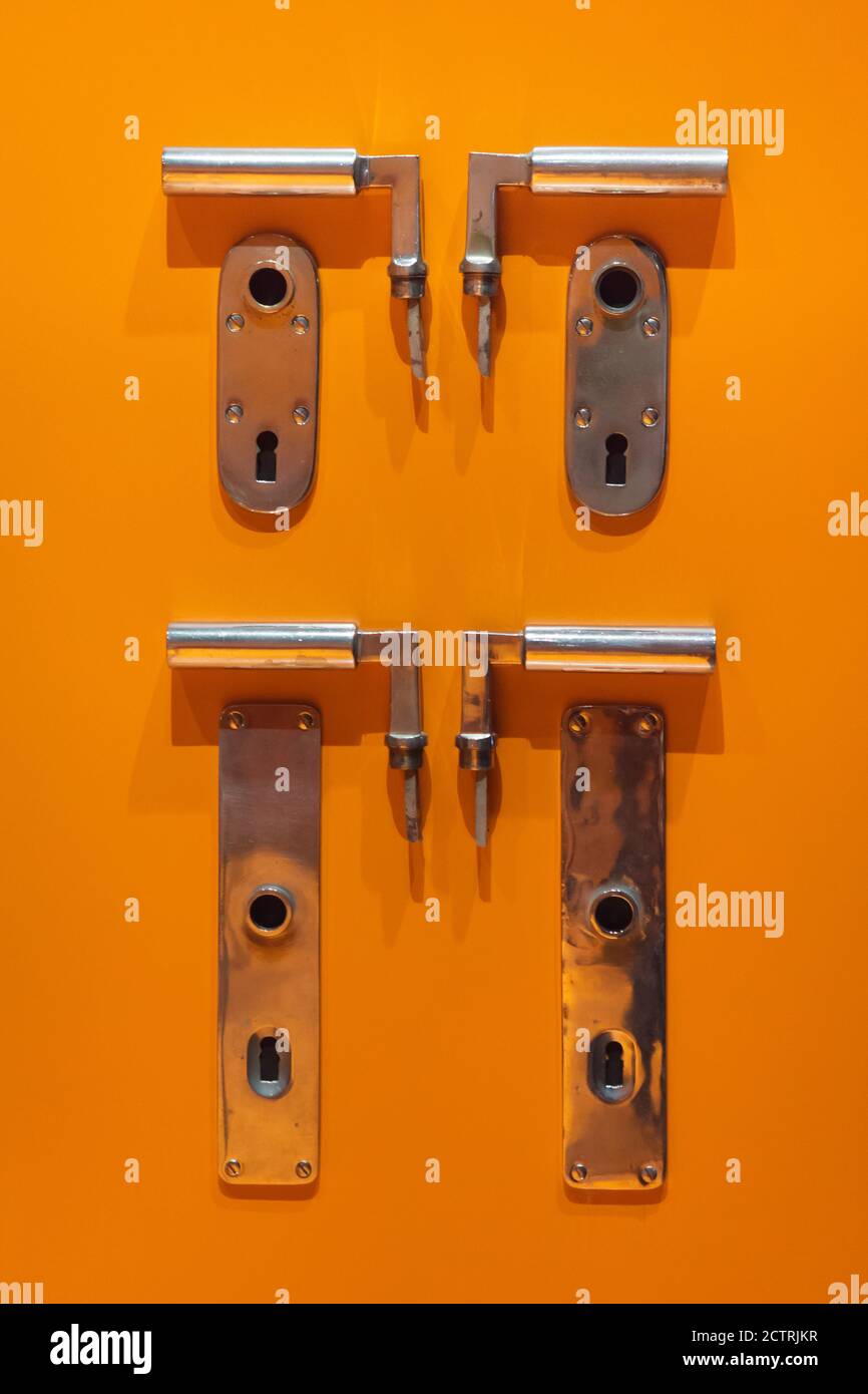 Two door handles with long and short plates from the Bauhaus Building ...