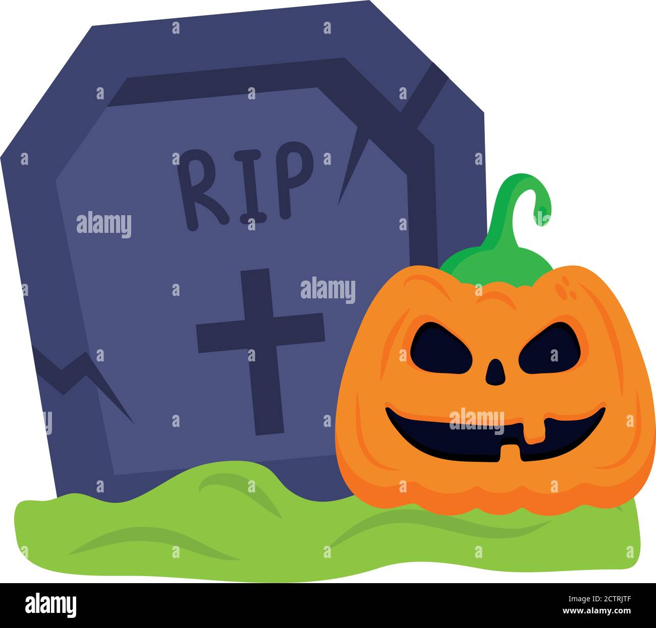 halloween pumpkin cartoon and grave vector design Stock Vector Image ...