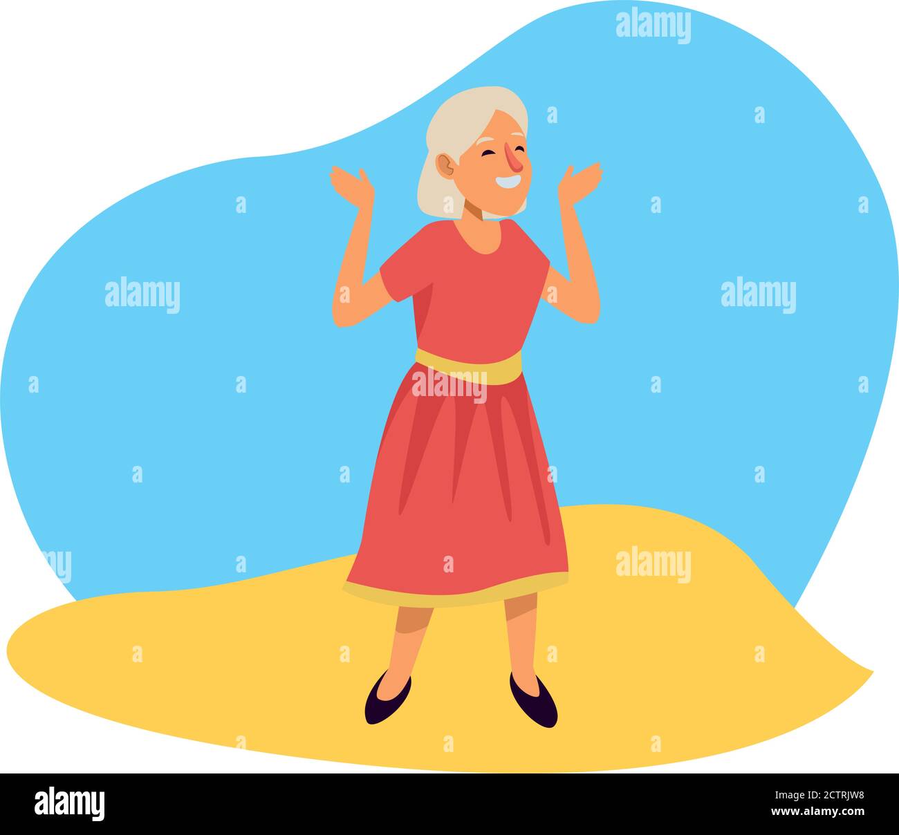 old woman talking active senior character vector illustration design ...