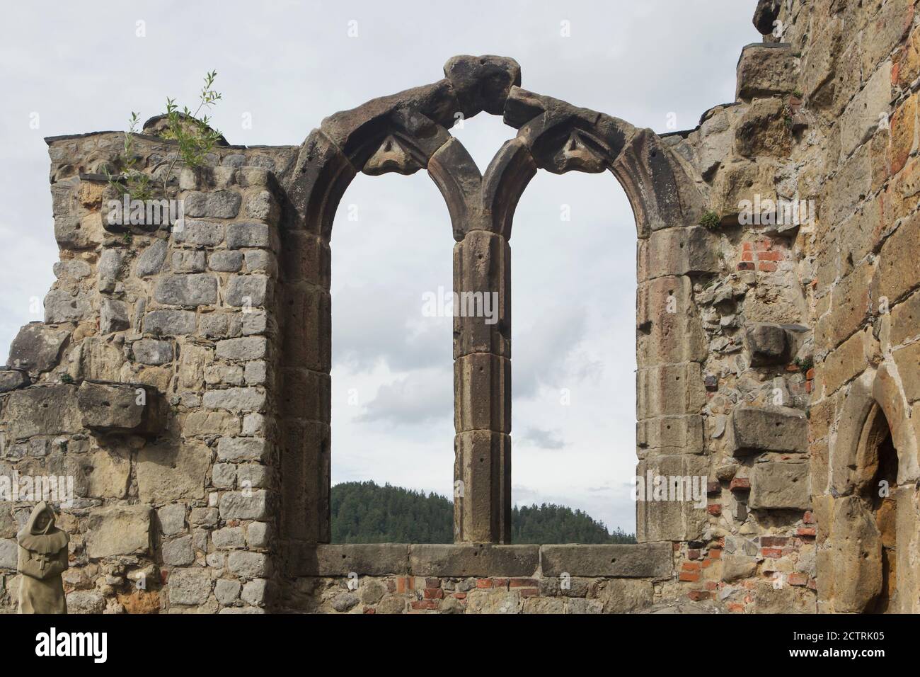Romantic medieval ruins of the former monastery library with the iconic ...