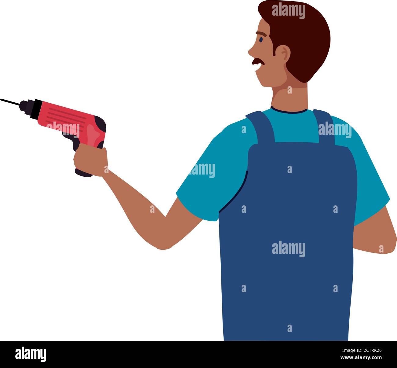 man cartoon with construction overall and drill vector design Stock ...